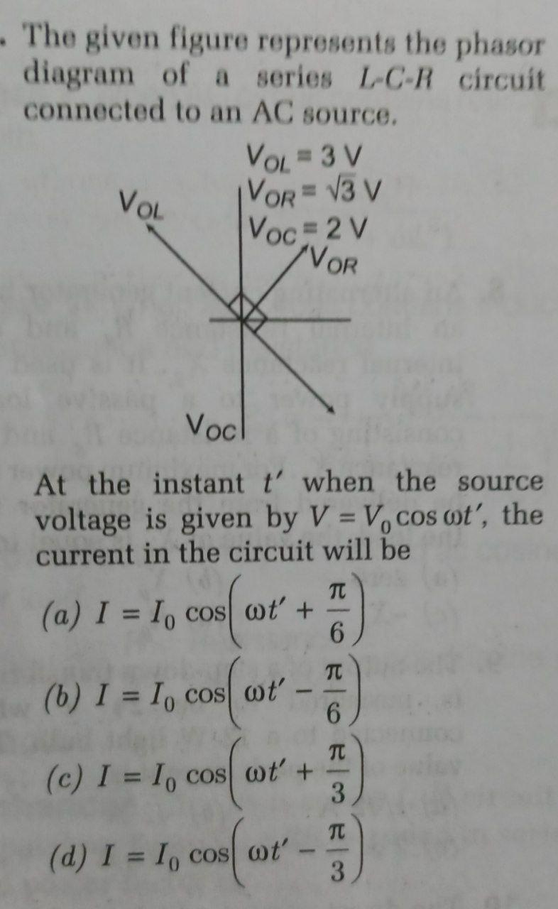 Solved The given figure represents the phasor diagram of a | Chegg.com