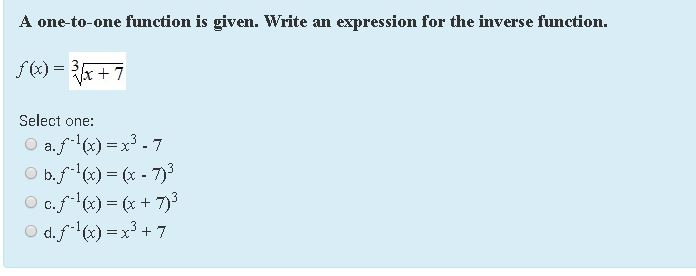 Solved A one-to-one function is given. Write an expression | Chegg.com