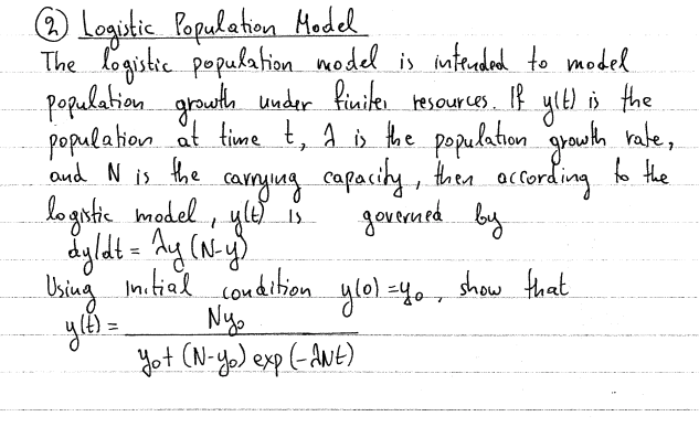 Solved . 7 © Logistic Population Model The logistic | Chegg.com
