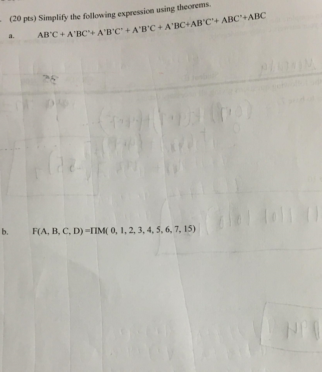 Solved AB′C+A′BC′+A′B′C′+A′B′C+A′BC+AB′C′+ABC′+ABC | Chegg.com