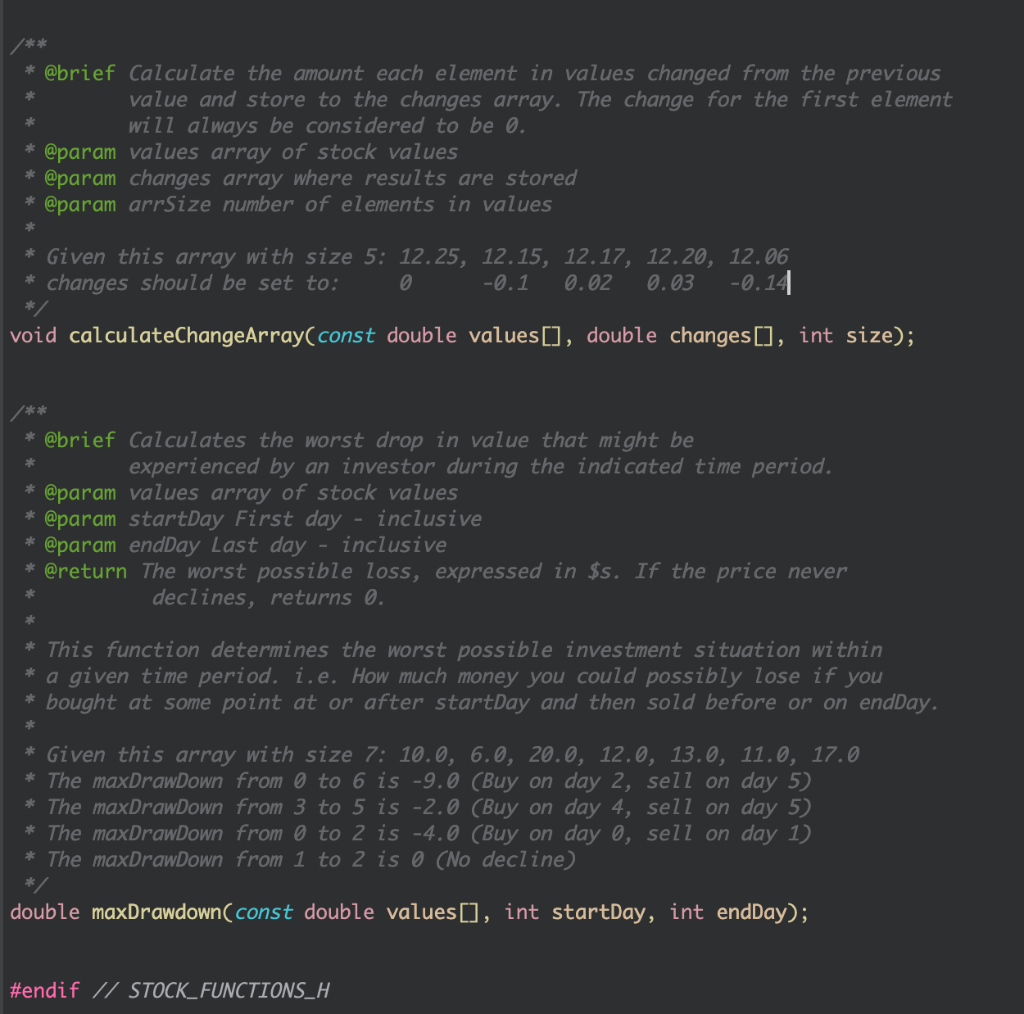Solved CS161, Stock Statistics C++: Attached below is the .h | Chegg.com