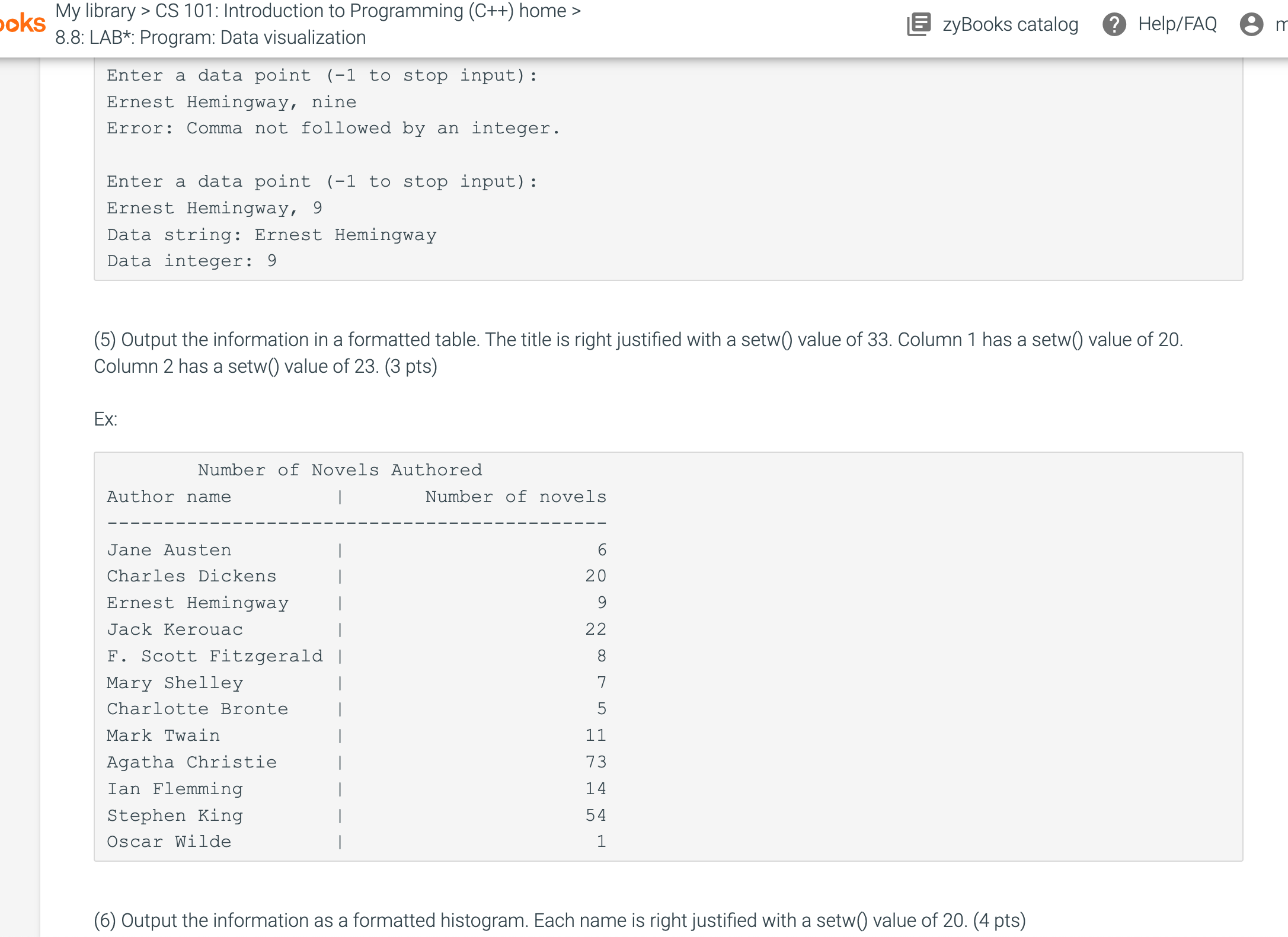 Solved (3) Prompt the user for data points. Data points must | Chegg.com
