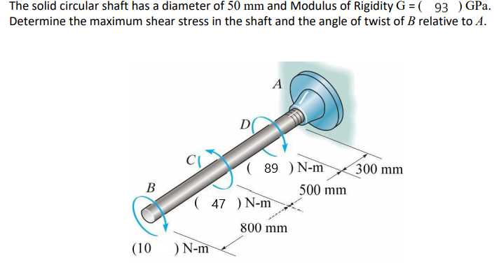 Solved The solid circular shaft has a diameter of 50 mm and | Chegg.com