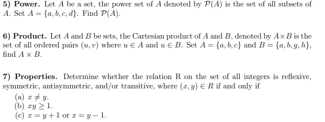 Solved 5) Power. Let A be a set, the power set of A denoted | Chegg.com