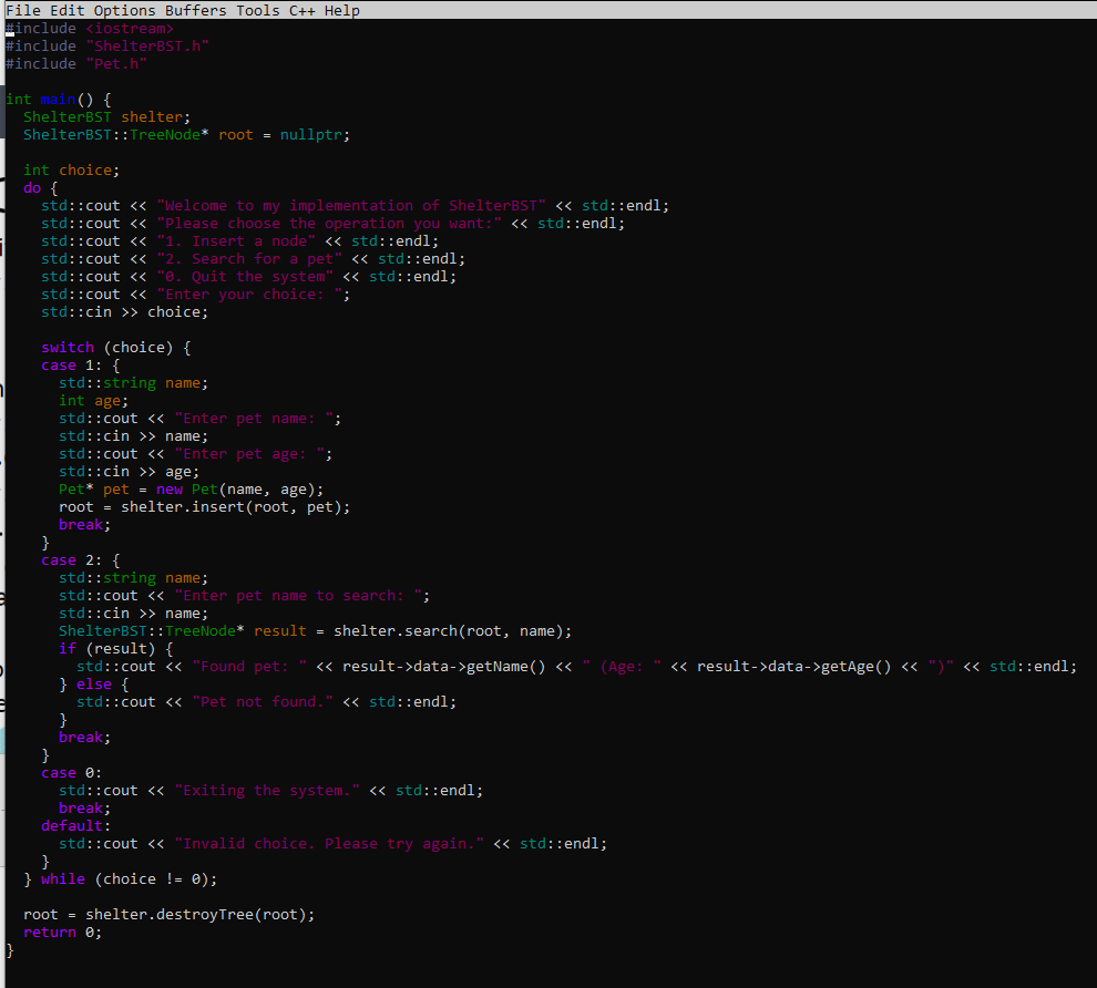 Solved File Edit Options Buffers Tools C++ Help \#include | Chegg.com