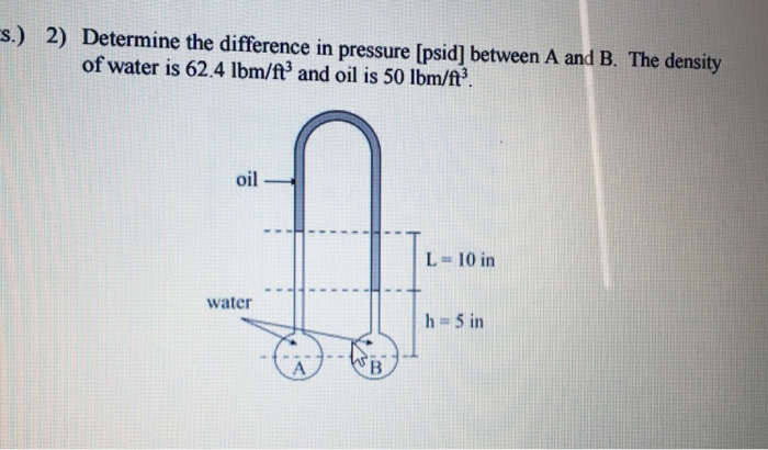 Solved Determine the difference in pressure [psid] between A | Chegg.com