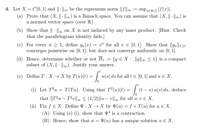 Solved C O, 1 and be the supremum norm (a) Prove that (X || | Chegg.com