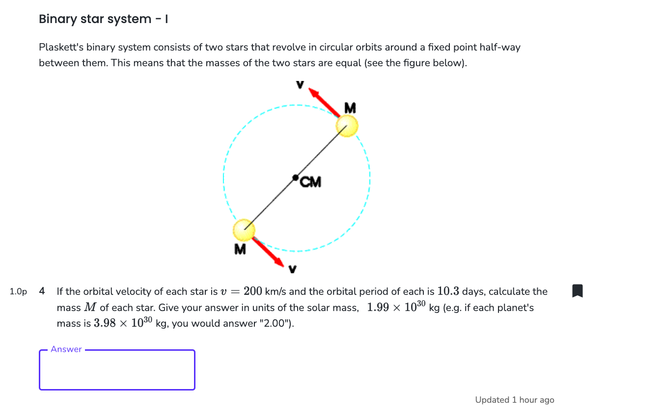 Solved Plaskett's binary system consists of two stars that | Chegg.com