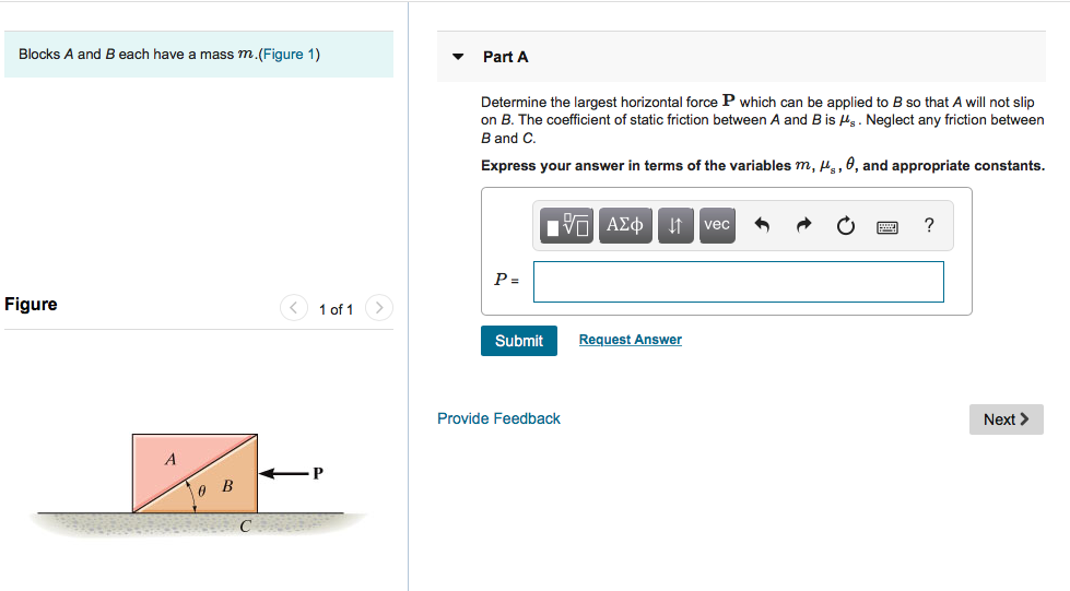 Solved Blocks A and B each have a mass m.(Figure 1) Part A | Chegg.com