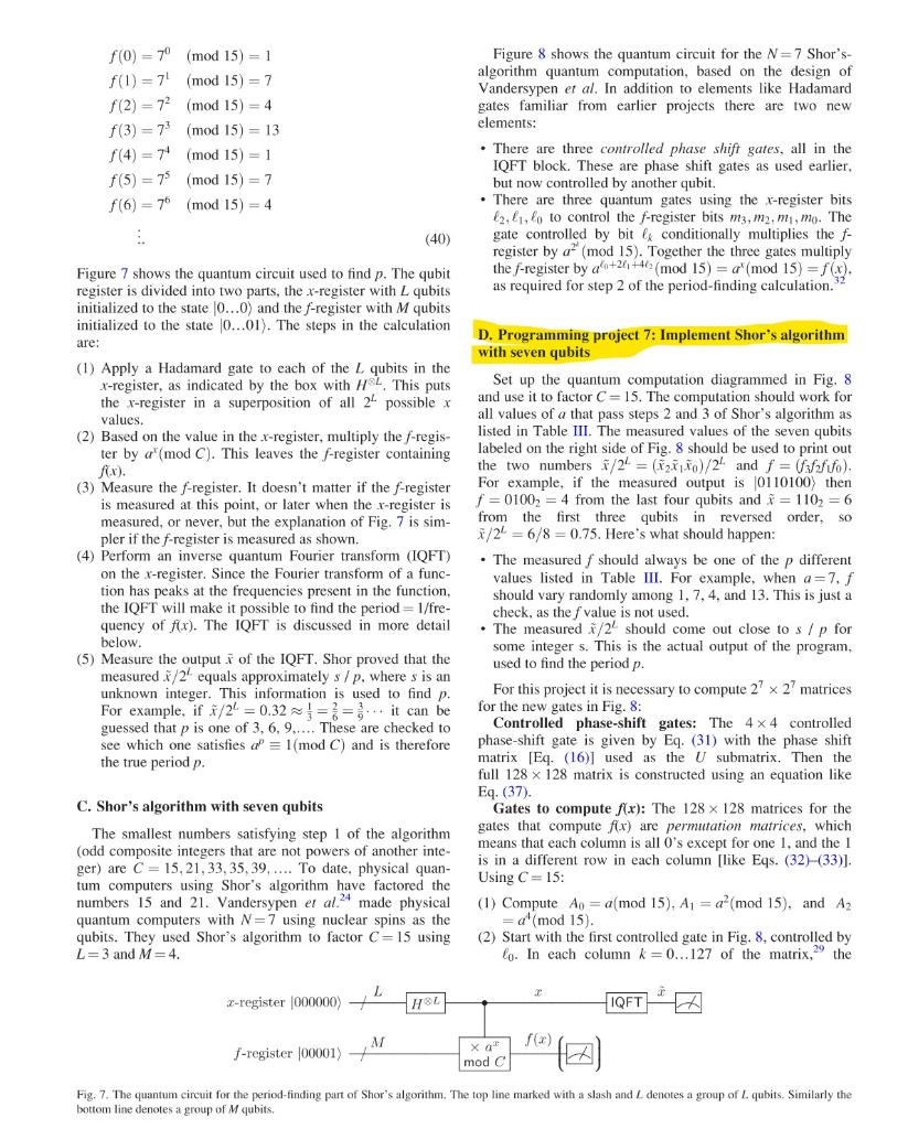 Solved IX. SHOR'S QUANTUM FACTORING ALGORITHM Pick two large | Chegg.com