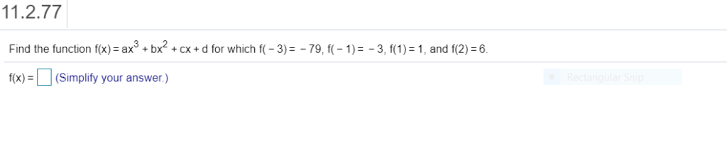 Solved 11.2.77 Find the function f(x)-ax3 + bx2 + cx + d for | Chegg.com