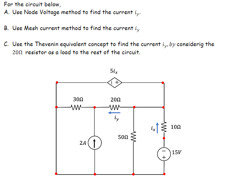 Solved For the circuit below, A. Use Node Voltage method to | Chegg.com