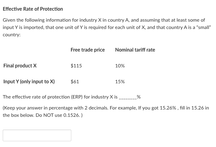 Solved Effective Rate of Protection Given the following | Chegg.com