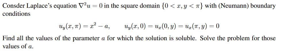 Solved Consder Laplace's equation ∇2u=0 in the square domain | Chegg.com