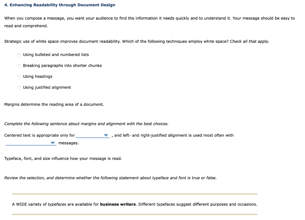 Solved 4. Enhancing Readability through Document Design When | Chegg.com