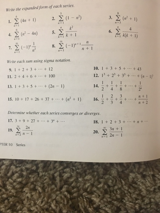 Solved Write the expanded form of each series. 6. n+ 1 Write | Chegg.com
