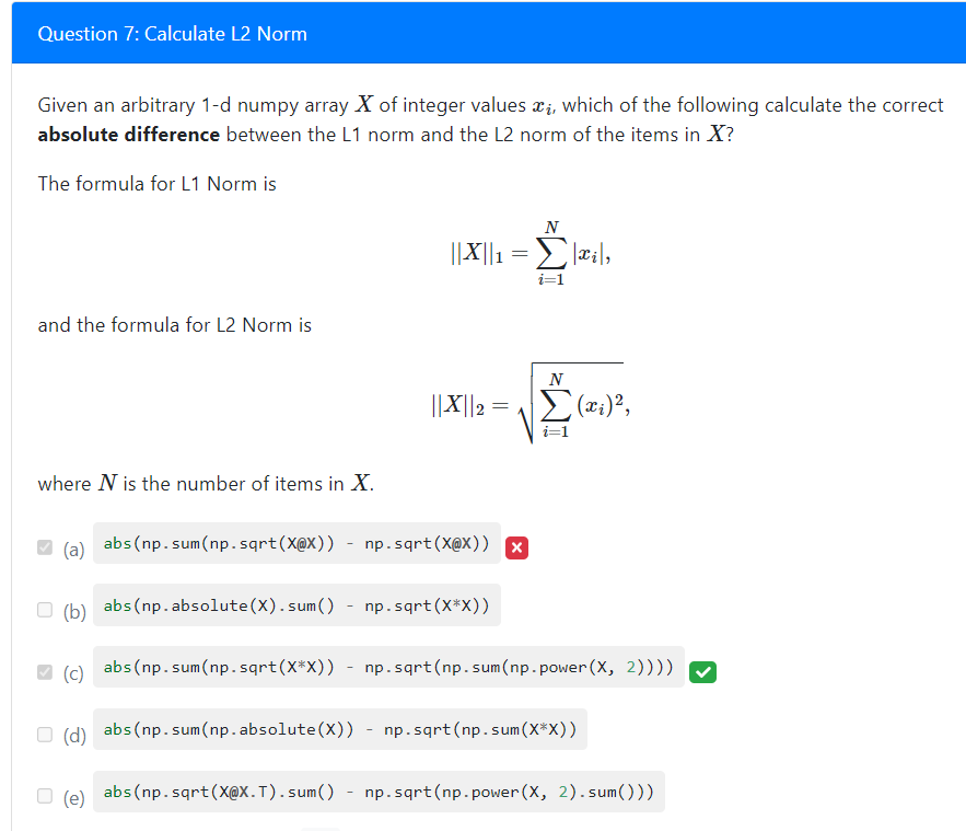 Solved Question 7: Calculate L2 Norm Given an arbitrary 1-d | Chegg.com