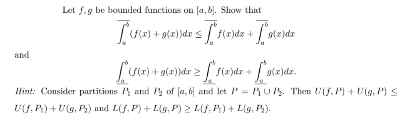 Solved Let f g be bounded functions on (a,b). Show that | Chegg.com
