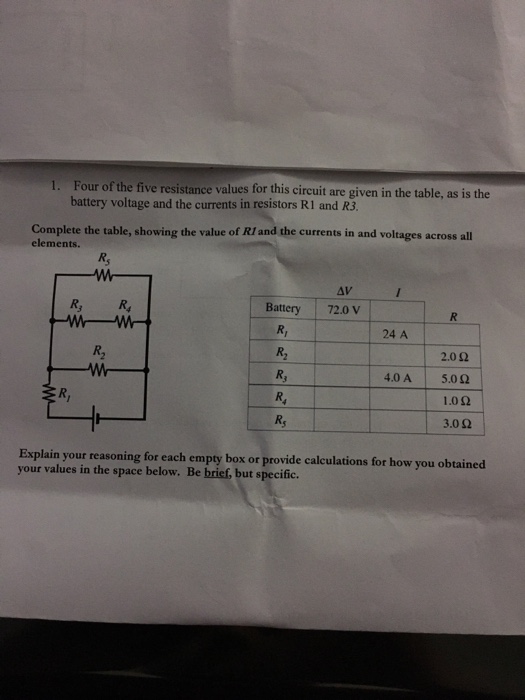Solved Four of the five resistance values for this circuit | Chegg.com