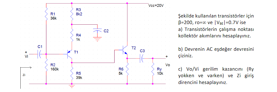 Solved a) IC1=? IC2=? b) Draw AC circuit. c) Vo/Vi=? (While | Chegg.com