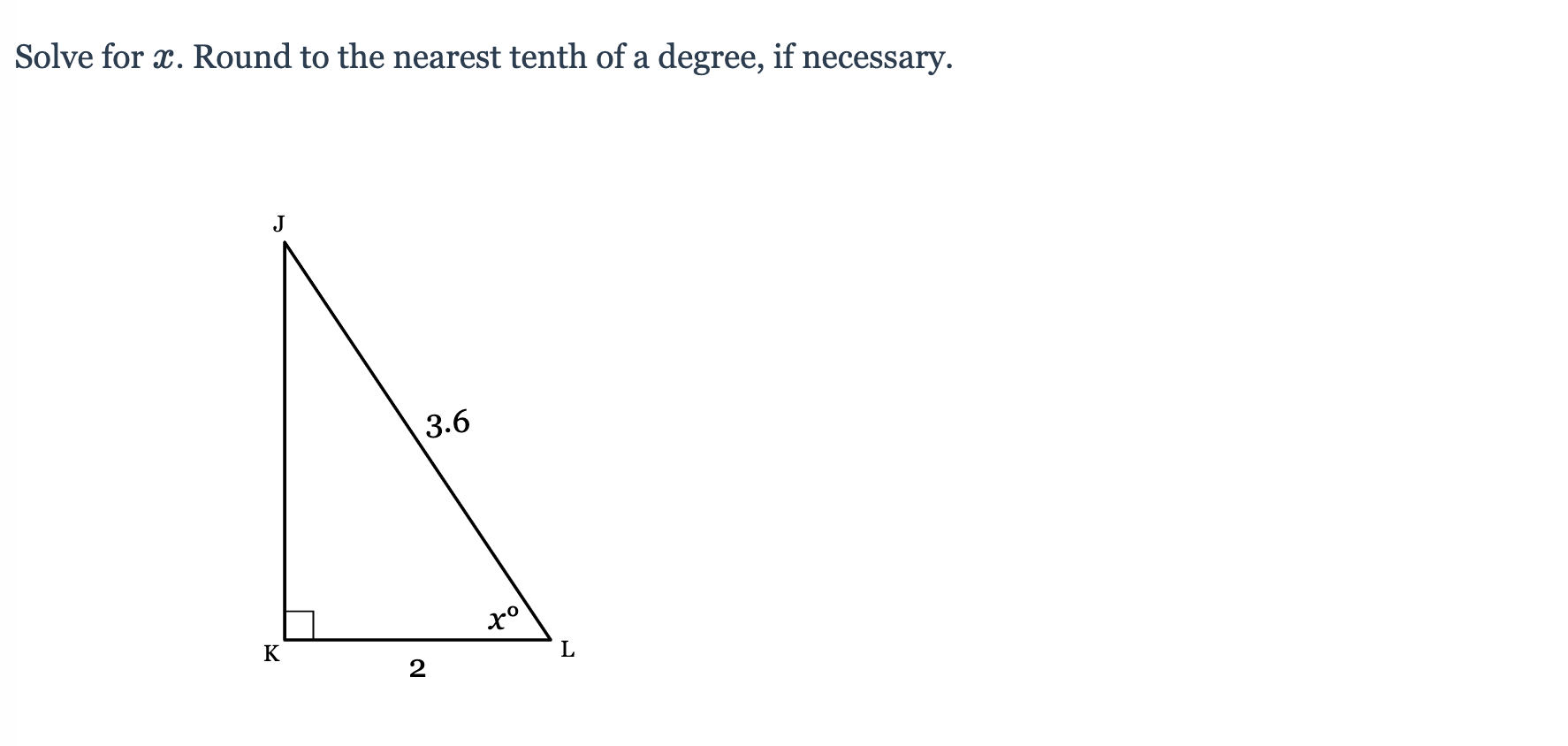 Solved Solve for x. Round to the nearest tenth of a degree, | Chegg.com