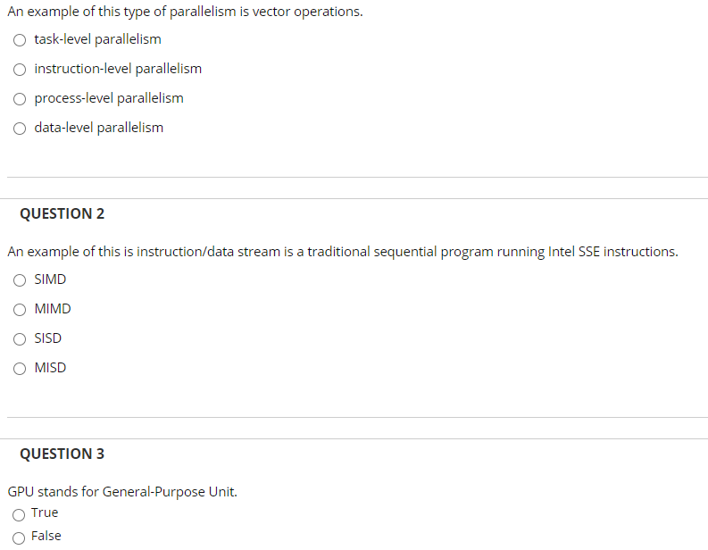 Solved An example of this type of parallelism is vector | Chegg.com