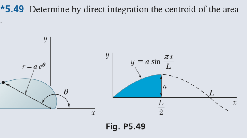 Solved 5.49 Determine by direct integration the centroid of | Chegg.com