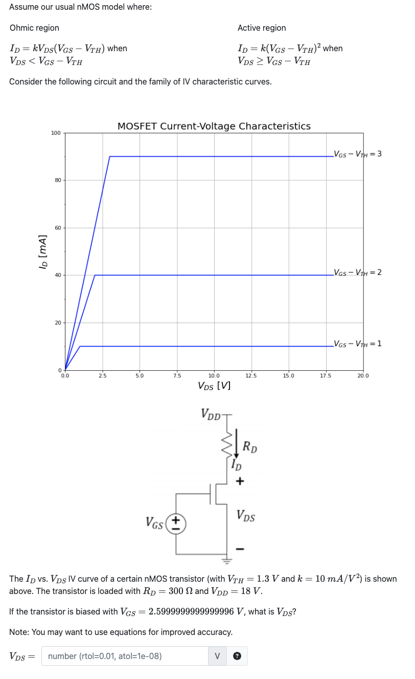 Solved Assume our usual nMOS model where: Ohmic region | Chegg.com