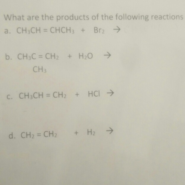 Solved What are the products of the following reactions CH3 | Chegg.com