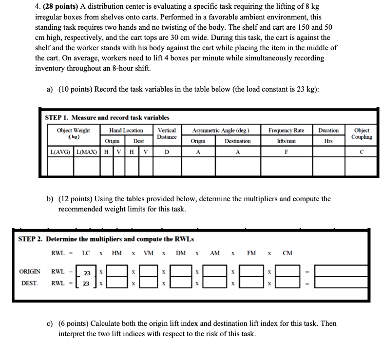 Solved 4. ( 28 ﻿points) ﻿A distribution center is evaluating | Chegg.com