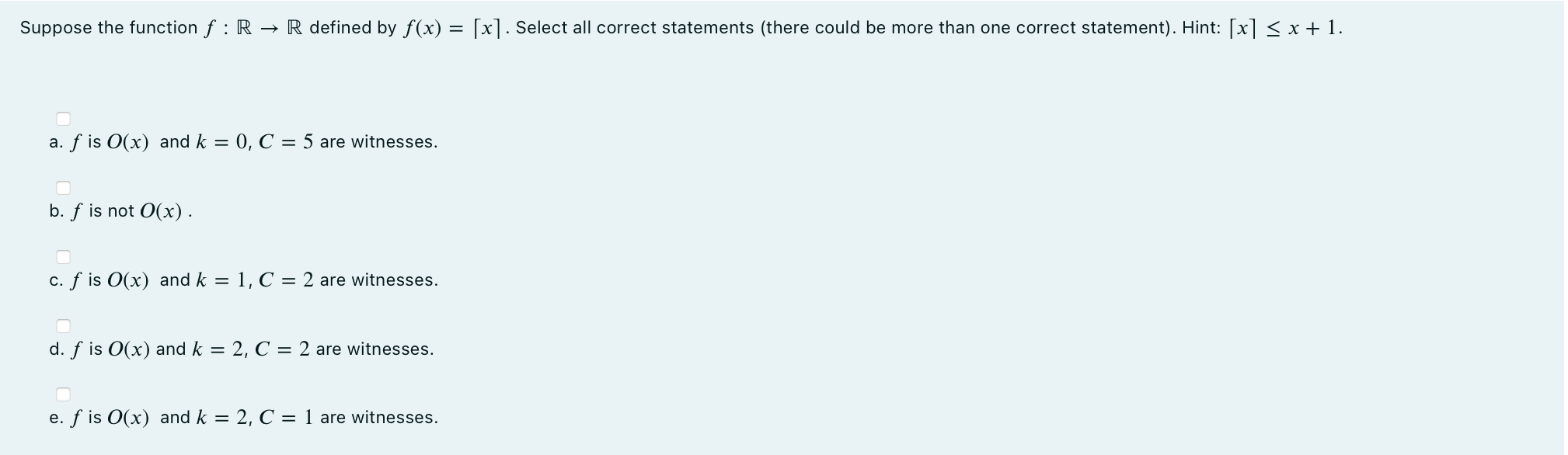 Solved Suppose the function f:R R defined by f(x) = [x]. | Chegg.com