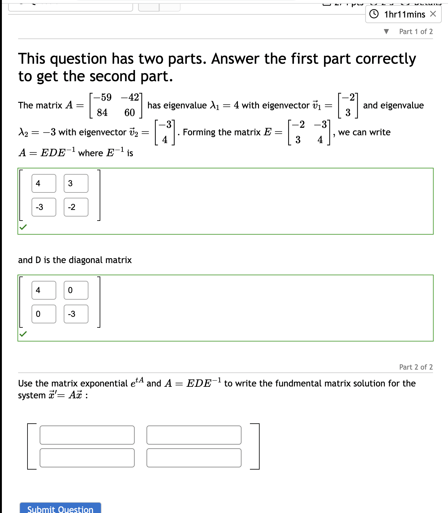 Solved This question has two parts. Answer the first part | Chegg.com