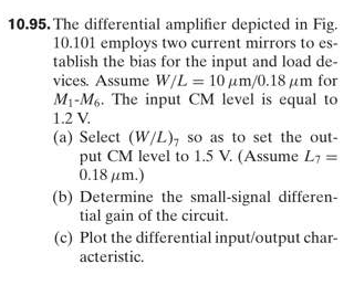 The differential amplifier depicted in Fig. 10.101 | Chegg.com