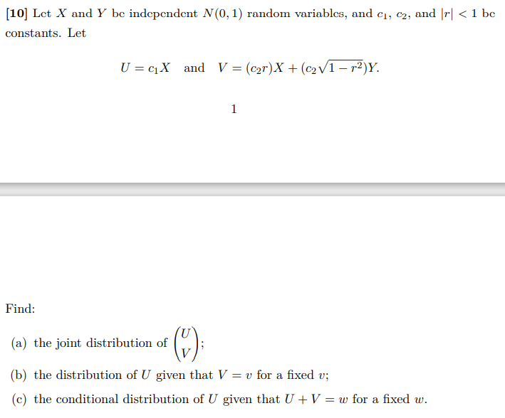 [10] Let X and Y be independent N(0,1) random | Chegg.com
