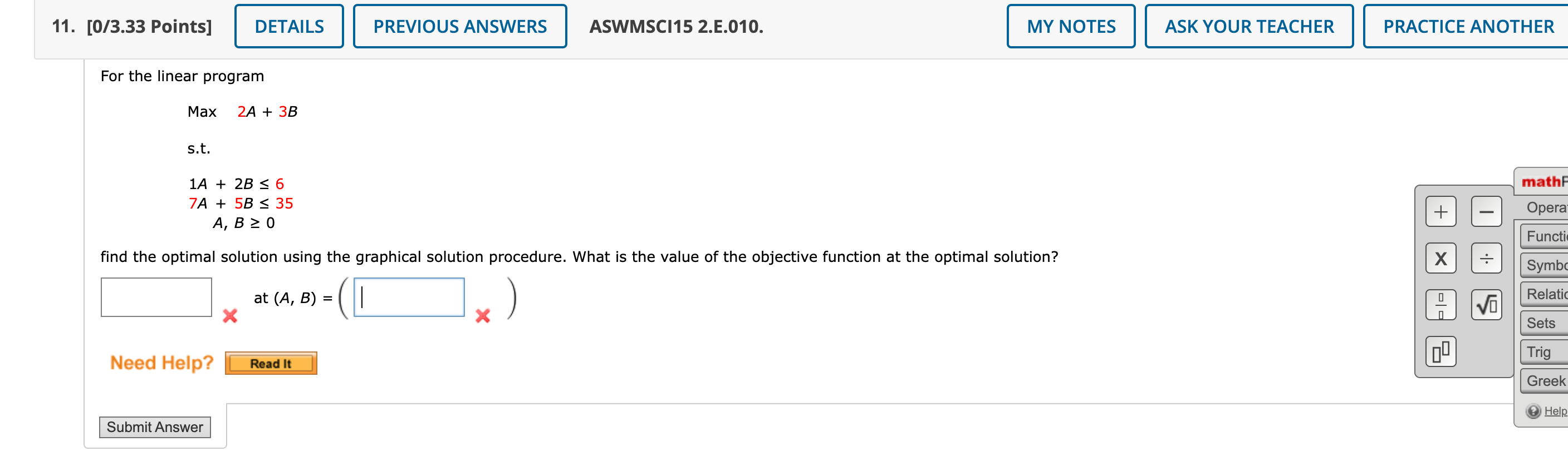 Solved 11. [0/3.33 Points] DETAILS PREVIOUS ANSWERS | Chegg.com