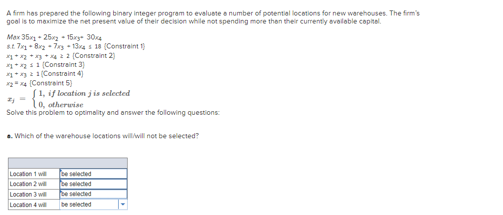 Solved A firm has prepared the following binary integer | Chegg.com