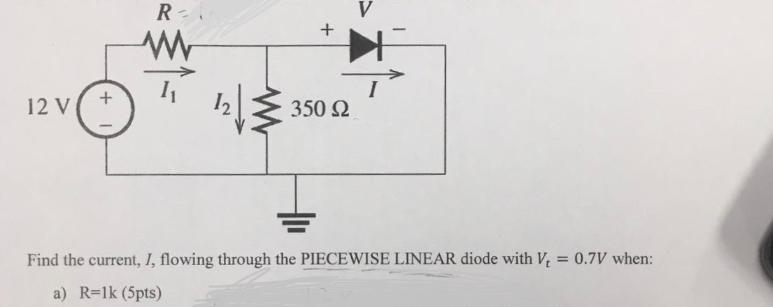 Solved Find the current, I, flowing through the piecewise | Chegg.com