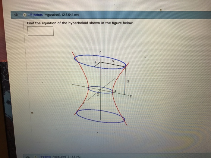 Solved Find the equation of the hyperboloid shown in the | Chegg.com