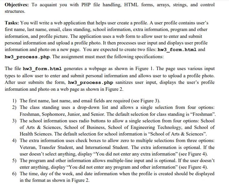Solved Objectives: To acquaint you with PHP file handling, | Chegg.com