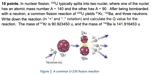 Solved 10 points. In nuclear fission, 235U typically splits | Chegg.com