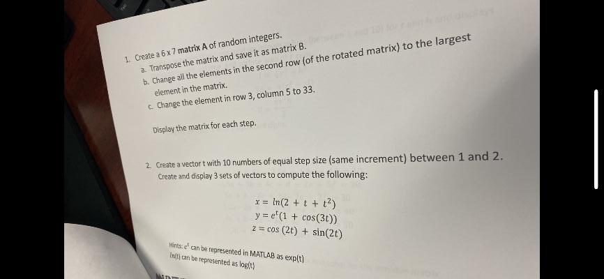 Solved 3. Create 36×7 matrix A of random integers. 3. | Chegg.com