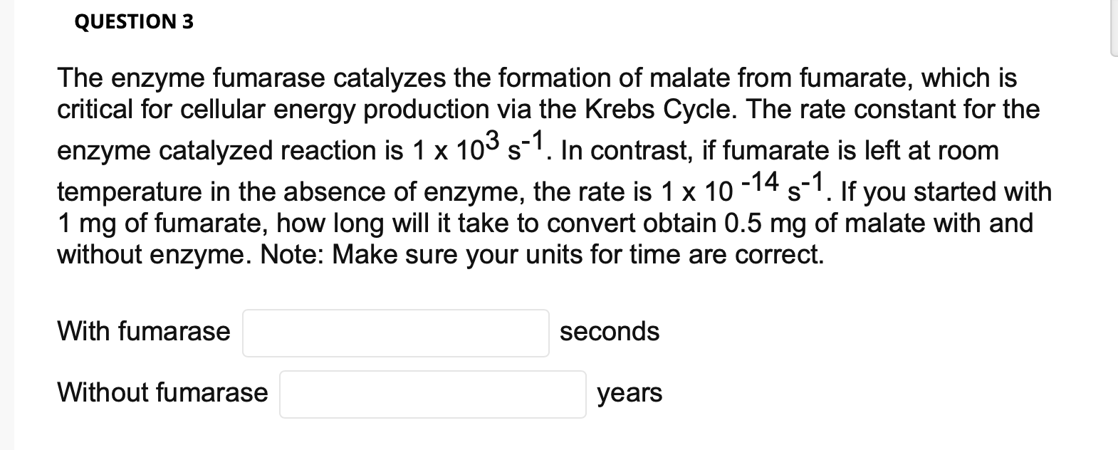Solved QUESTION 3 The enzyme fumarase catalyzes the | Chegg.com