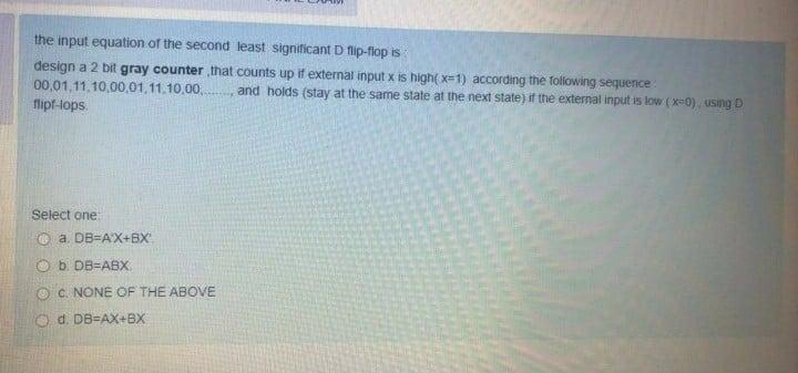 Solved the input equation of the second least significant D | Chegg.com