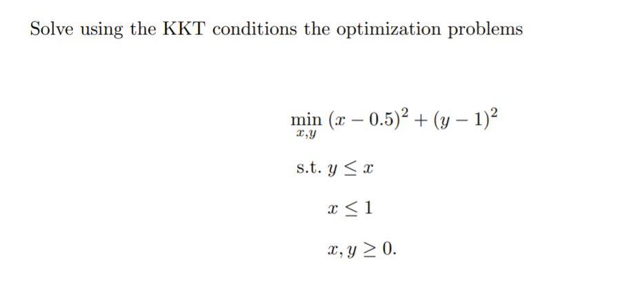 Solved Solve Using The Kkt Conditions The Optimization