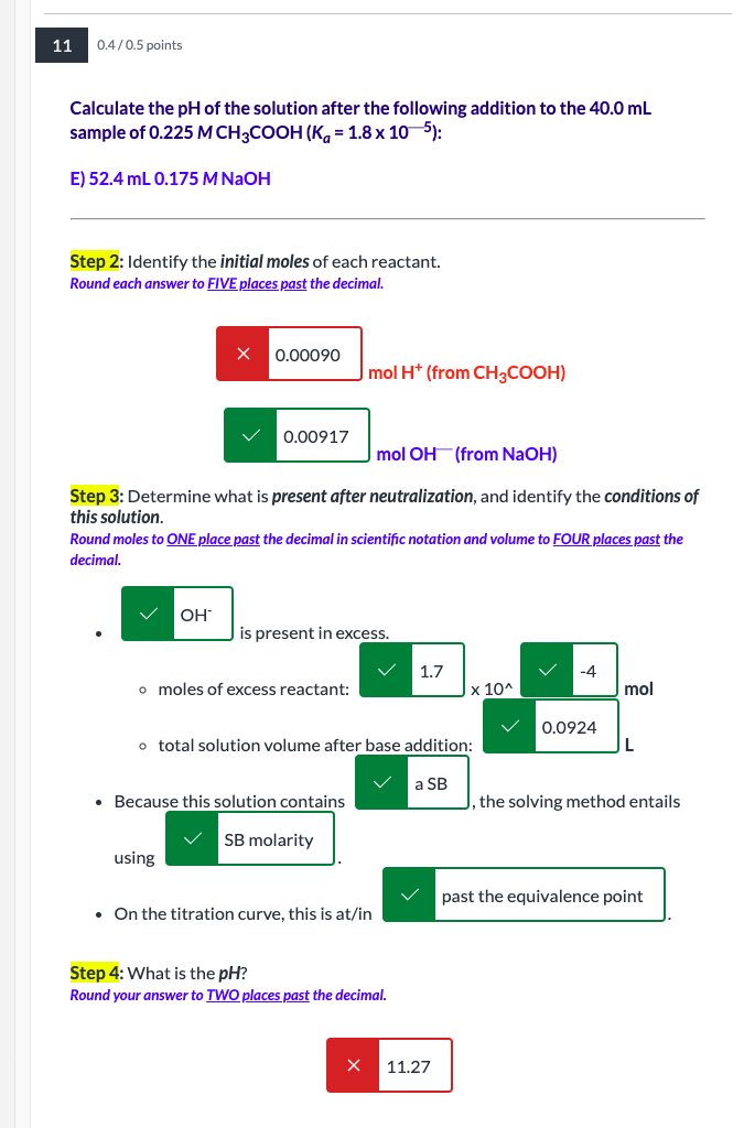 Solved Calculate the pH of the solution after the following | Chegg.com