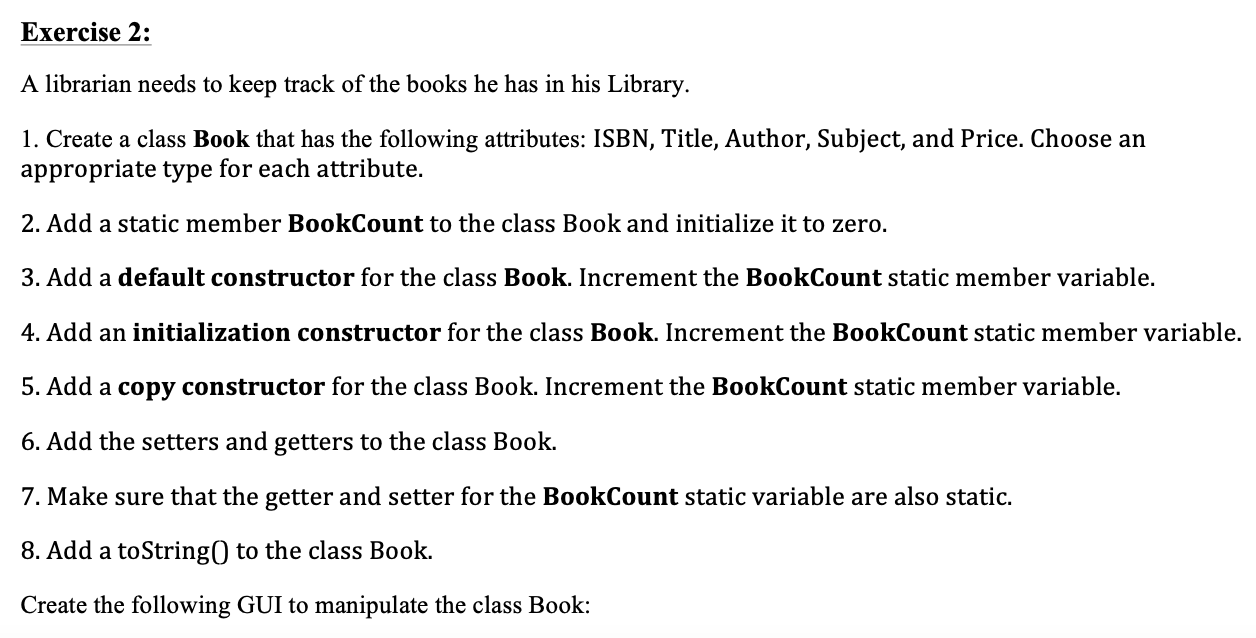 Solved Exercise 2: A librarian needs to keep track of the | Chegg.com