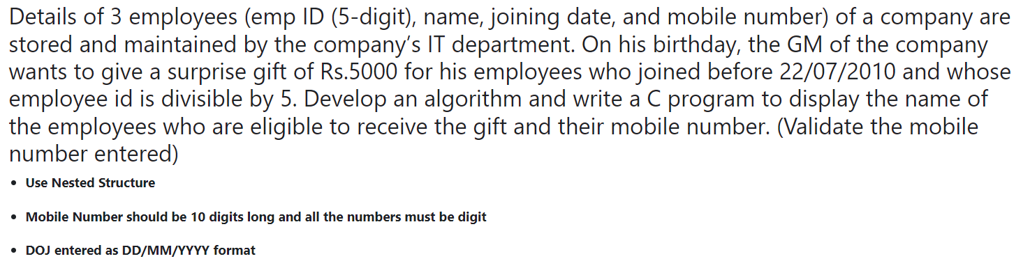 Solved Details of 3 employees (emp ID (5-digit), name, | Chegg.com