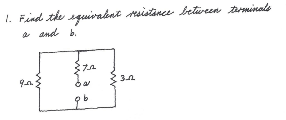 Solved 1. Find the equivalent resistance between terminals a | Chegg.com