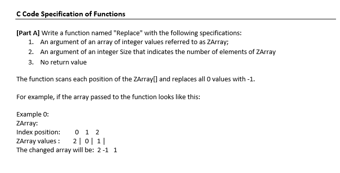 Solved C Code Specification of Functions [Part A] Write a | Chegg.com
