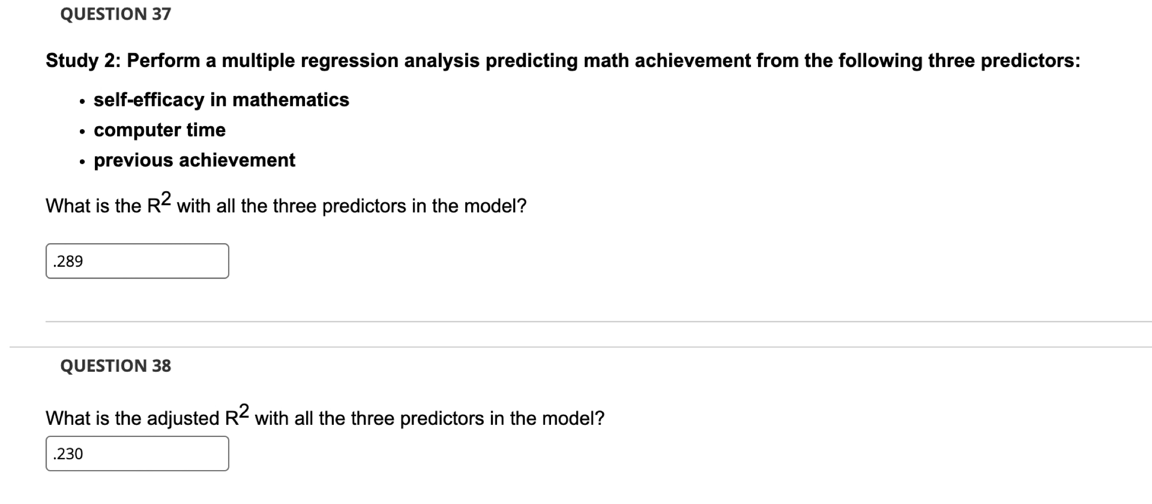 Study 2: Perform a multiple regression analysis | Chegg.com